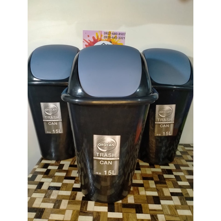 Trash Bin Basurahan 15Liters OROCAN Swing type cover | Shopee Philippines
