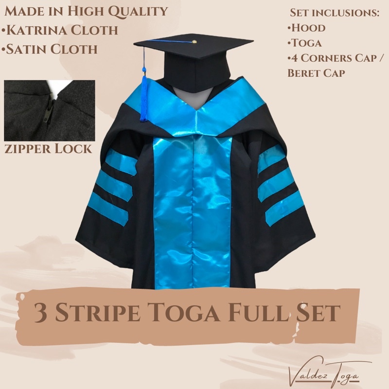 3 Bar Stripes Toga Full Set | Light Blue | Shopee Philippines