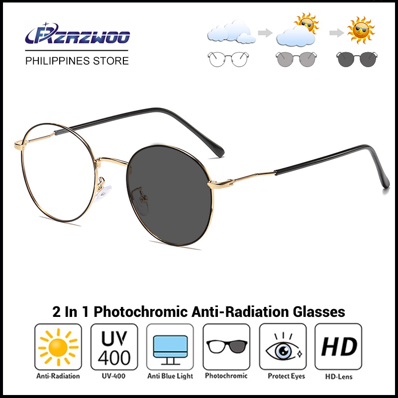 RZRZWOO Anti-Radiation Round Glasses Anti Blue Light Eyewear ...