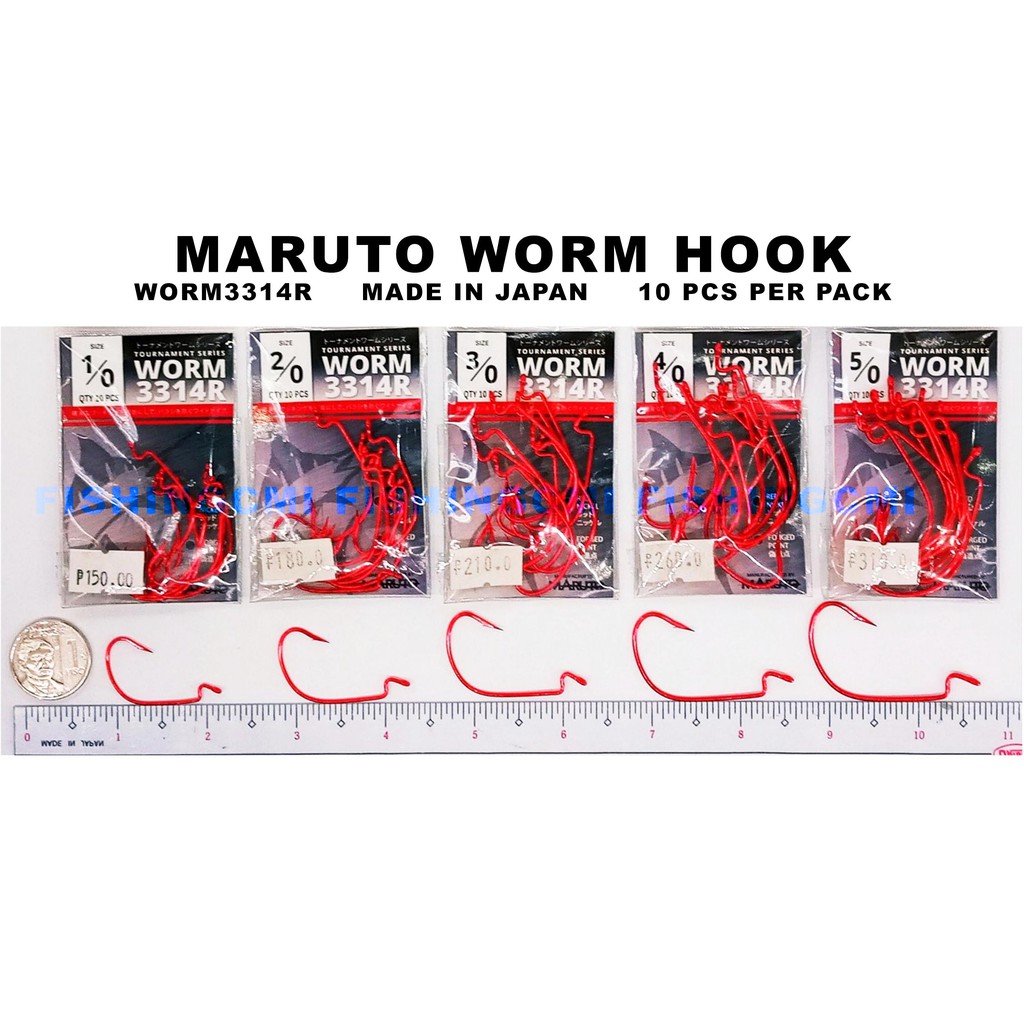 MARUTO WORM HOOK 3314R offset bent freshwater bass fishing japan | Shopee Philippines