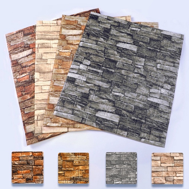 SALE DIY Self 3D Brick wall stickers wallpaper Living Room Decor Foam ...