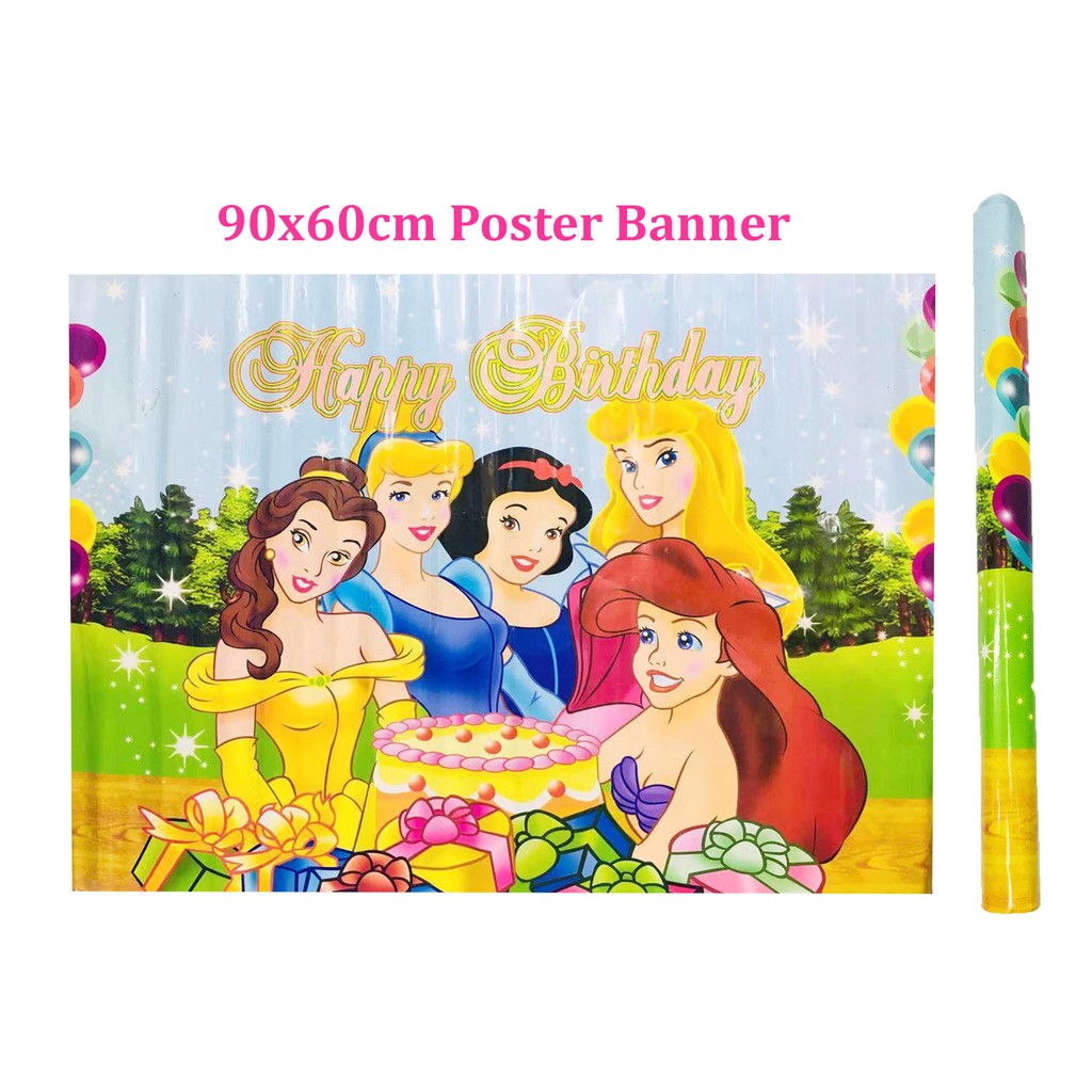 90x60cm Disney Princess Cinderella Belle Ariel Poster Banner for ...