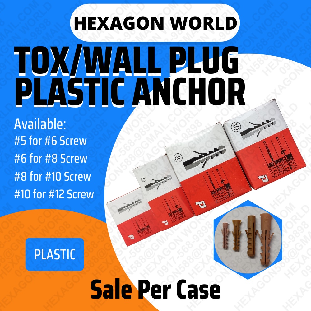 1Box Tox / Plastic Anchor / Tox Wall Plug #5, #6, #8, #10 / 5mm, 6mm ...