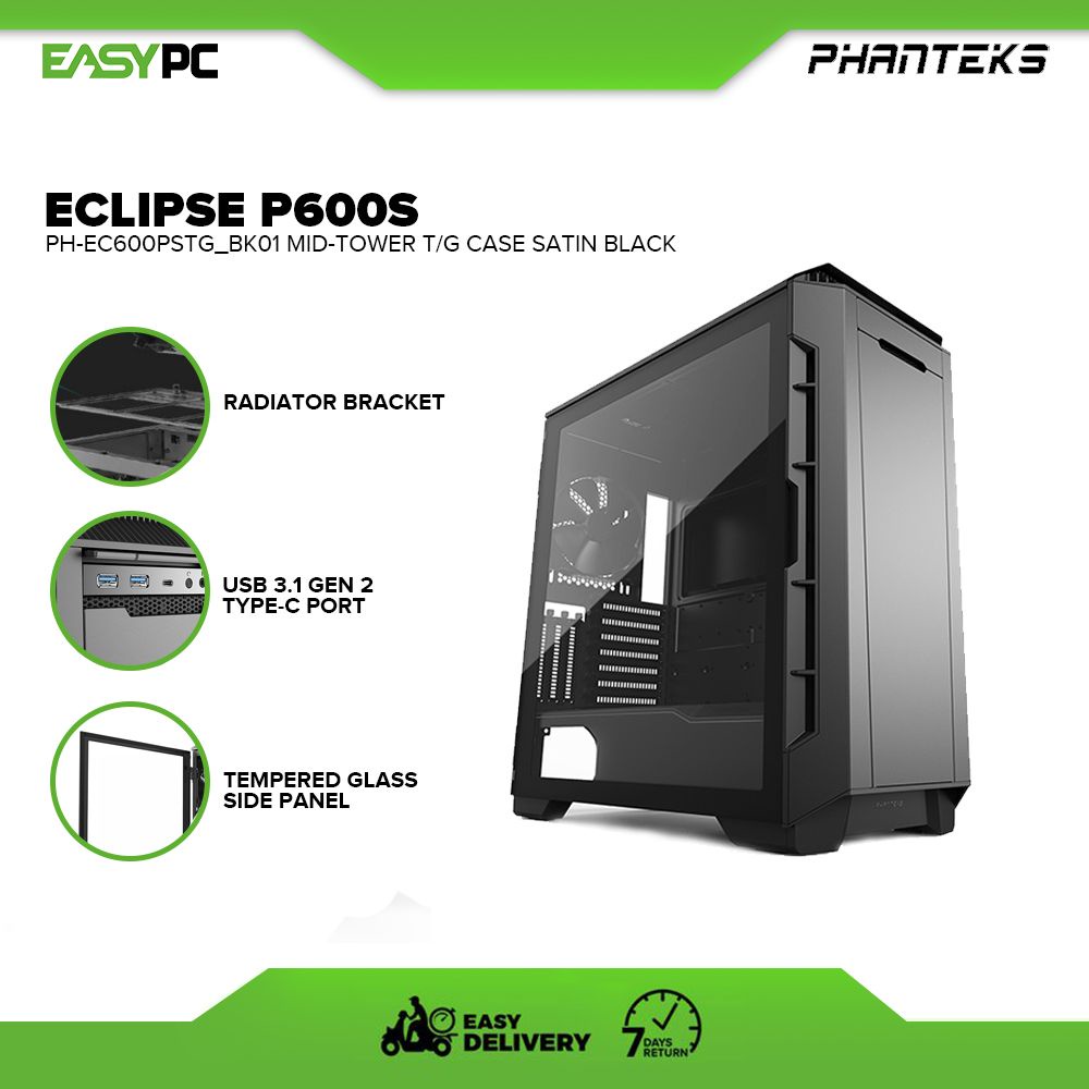Phanteks Eclipse P600S - Satin Black/ Glacier White, Mid-Tower T/G Case PH-EC600PSTG BK01/ PH ...