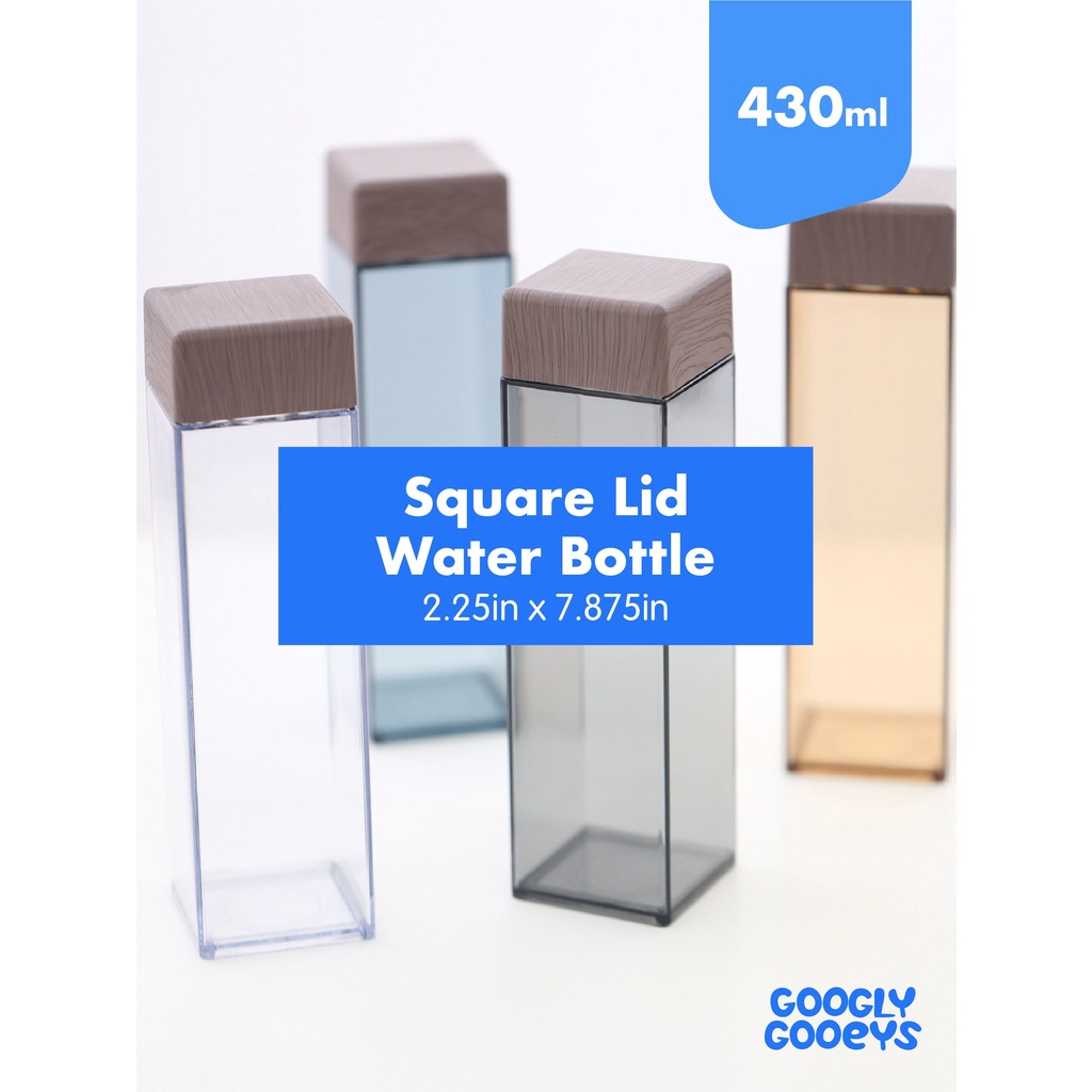 Square Lid Water Bottle Tumbler | Clear Blue Brown Dark Grey | Shopee ...