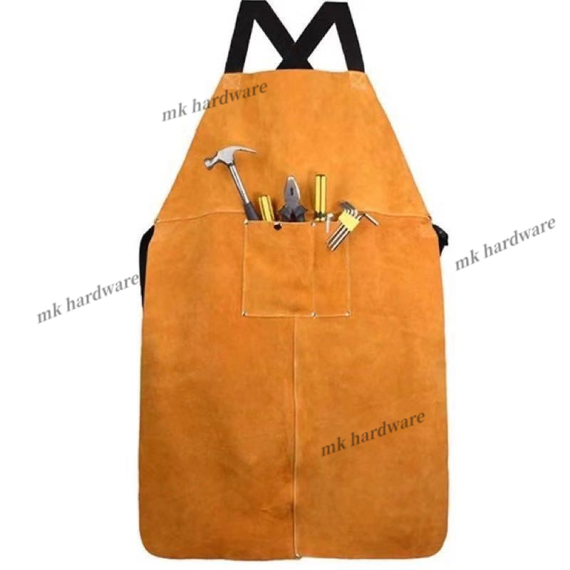 Leather Welding Protective Clothing Apron Thicken With Pocket | Shopee ...