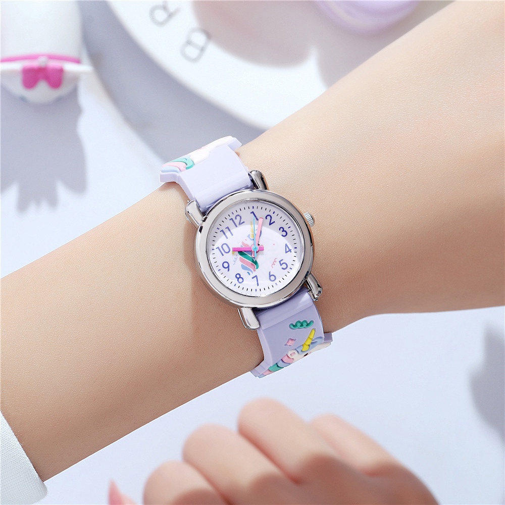 Cute Unicorn Pattern Quartz Watch Colorful Silicone Watchband Boys ...