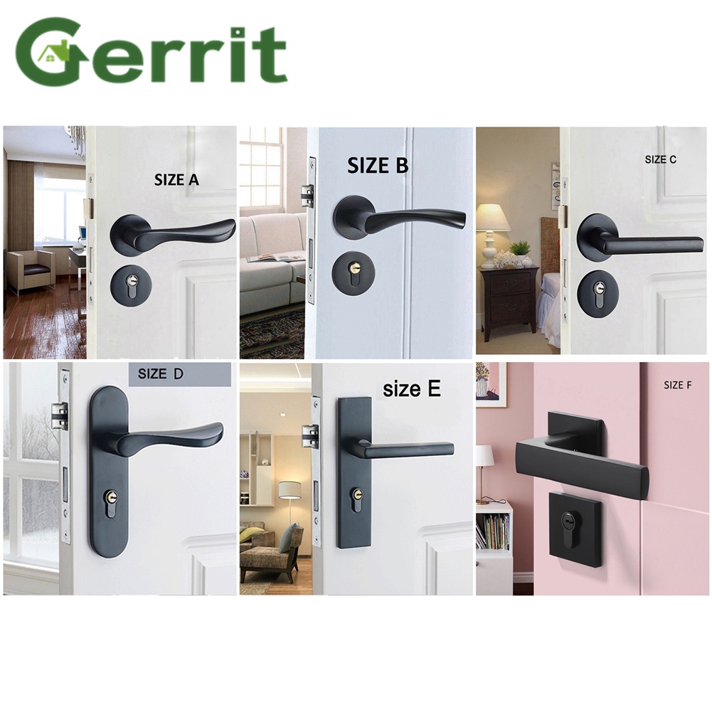 Black Solid Space Aluminum Door Lock European Style Bedroom Simple ...