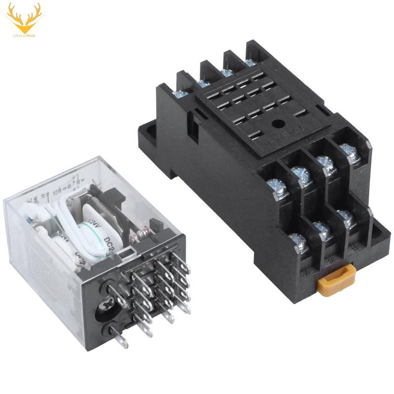 [Ready Stock]DC 24V Coil Volt 4PDT 14 Pin Terminal Electromagnetic ...