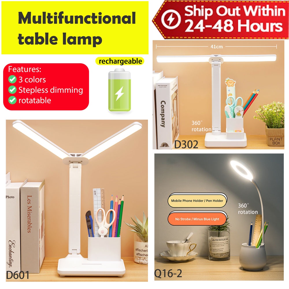 Double lamp LED Folding Touch Desk Lamp Multi-Function Penholder Lamp ...