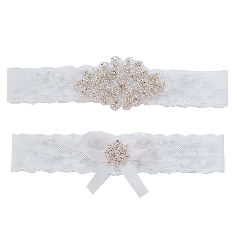Bride Wedding Garter Rhinestone Bow Lace Leg Ring Sexy Garters Thigh