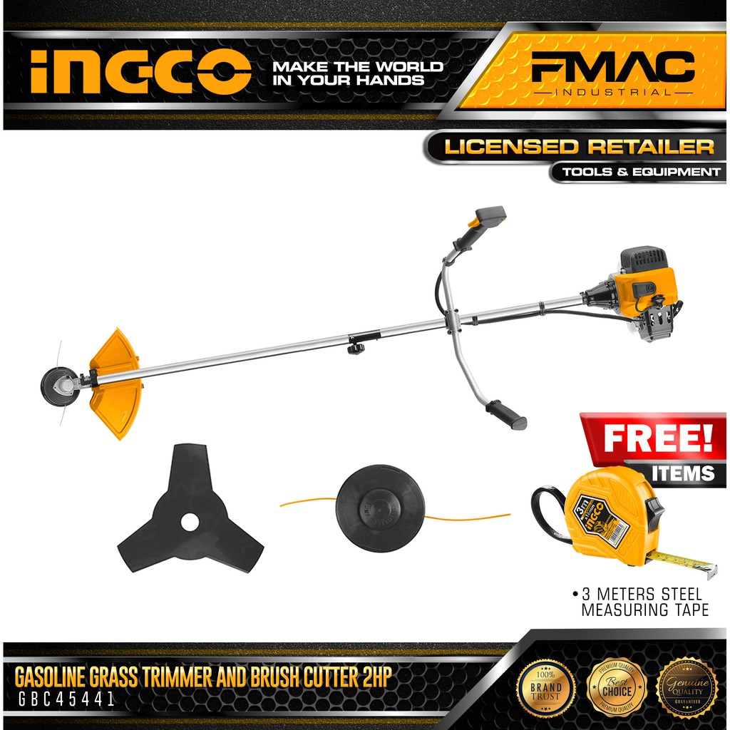 INGCO Gasoline Grass Trimmer and Brush Cutter GBC45441 2HP WITH FREE 3 ...