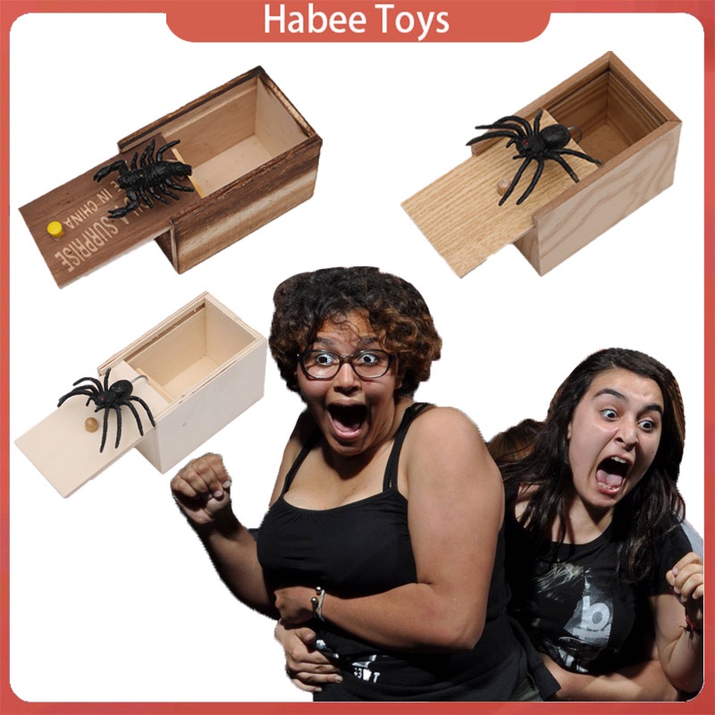 Prnak Spider Scare Box Wooden Hidden Box Quality Prank Wooden Scare Box ...