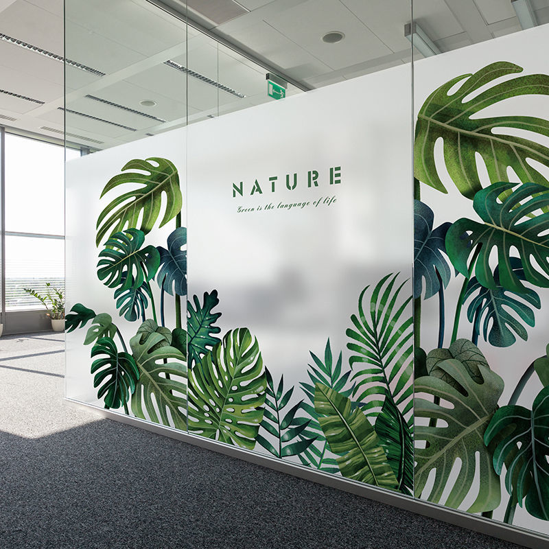 Nordic Greenery Static Frosted Glass Film Toilet Window Stickers ...