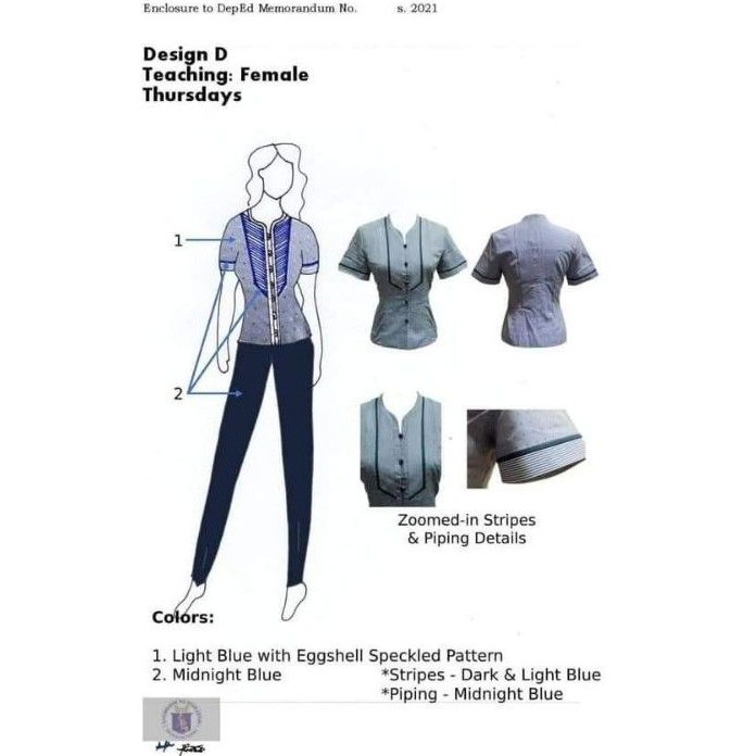 alternative NEW DepEd 2021 National Teachers Uniform Female Thursday ...