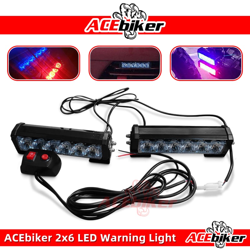 ACEbiker 2pcs 6LED Lights White-White/Red-Blue Blinker Steady And ...