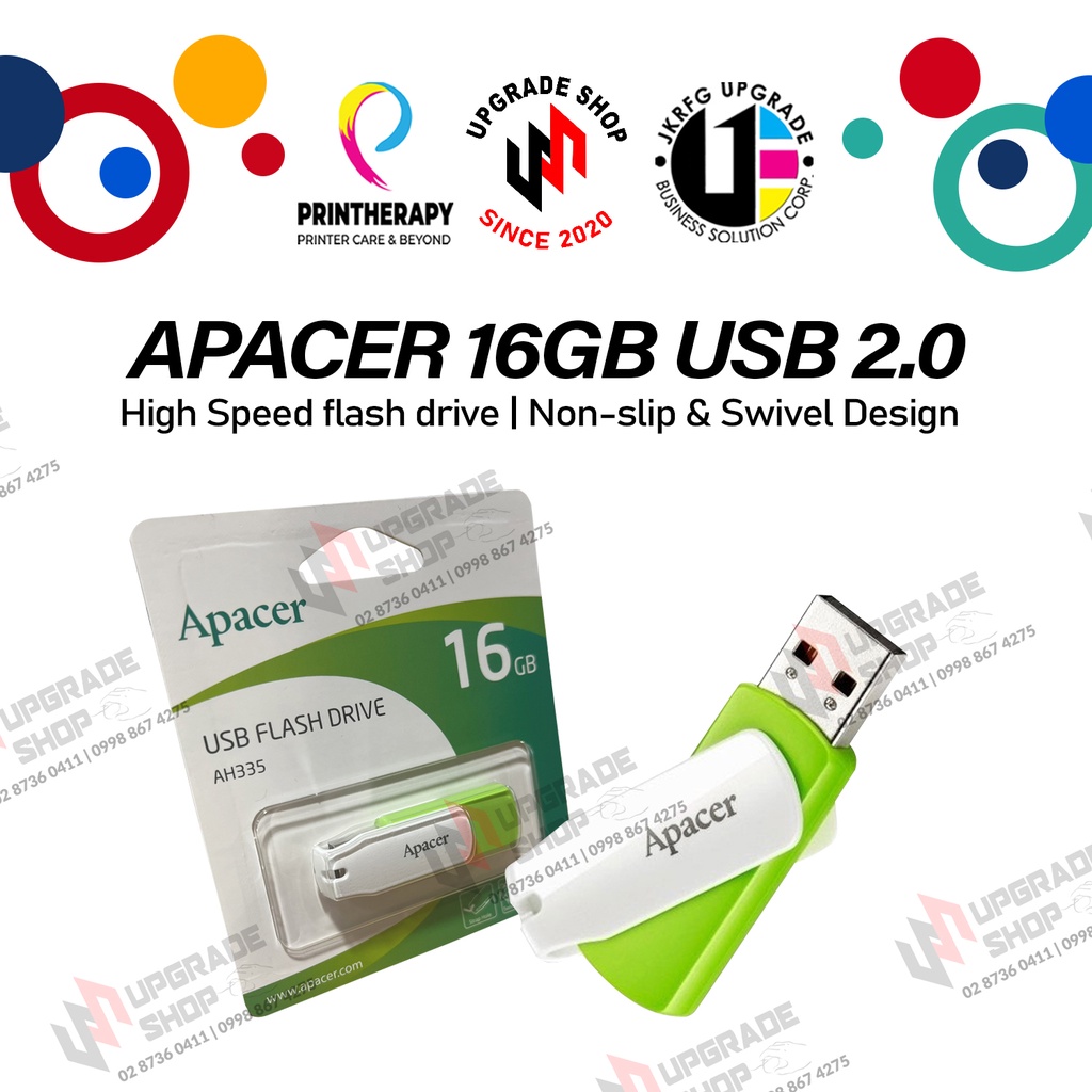 Apacer AH335 16gb USB 2.0 High Speed Flash Drive | Non-Slip & Swivel Design | Shopee Philippines