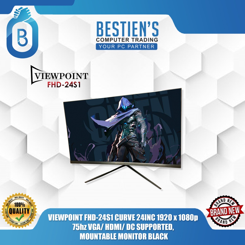 VIEWPOINT FHD-24S1 CURVE 24INC 1920x1080p 75hz VGA/ HDMI/ DC SUPPORTED ...