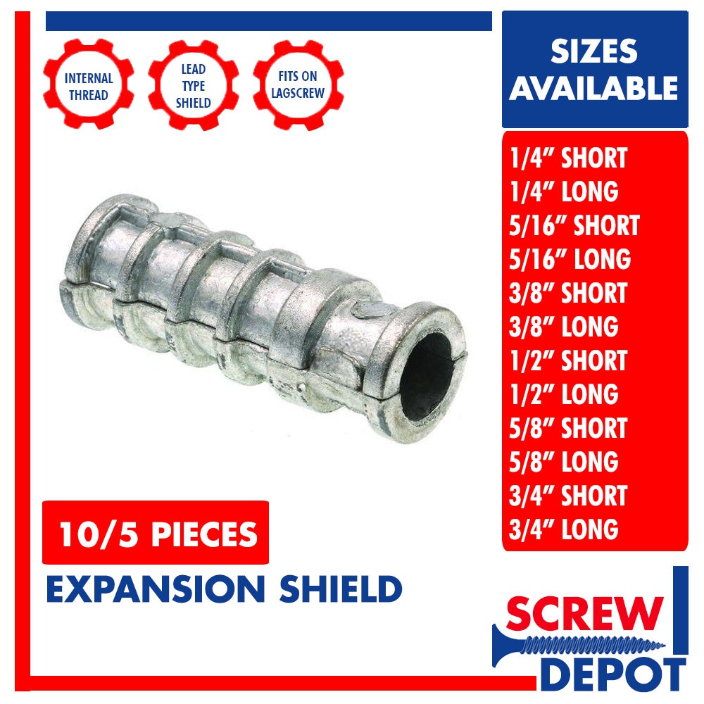 10/5PCS 1/4 5/16 3/8 1/2 5/8 3/4 Expansion Shield Only for Lagscrew ... 10/5PCS 1/4 5/16 3/8 1/2 5/8 3/4 Expansion Shield Only for Lagscrew ...