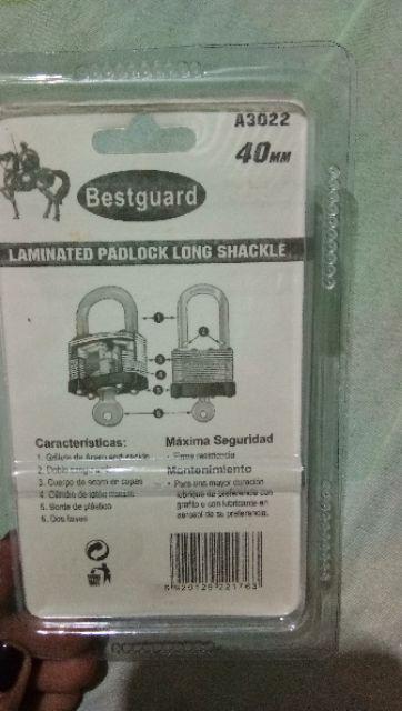 Bestguard A3022 Laminated Padlock-Long Shackle 40MM | Shopee Philippines