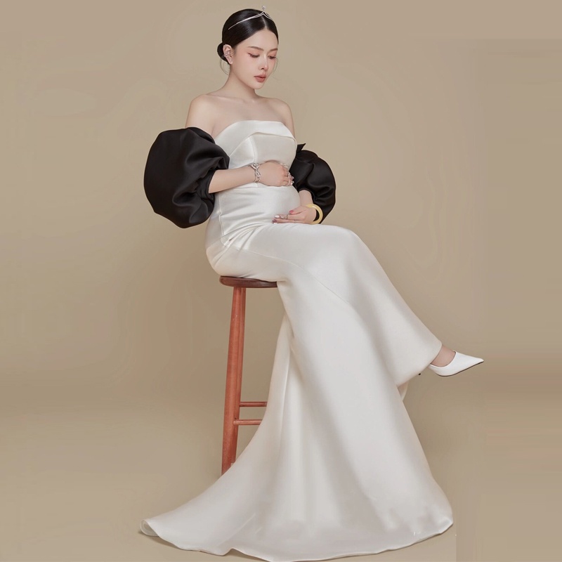 Sexy Shoulderless Maternity Photography Props Long Dress For Pregnant ...