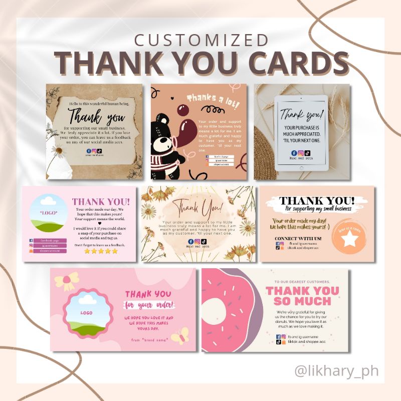 50pcs Customized Thank you Cards | Shopee Philippines