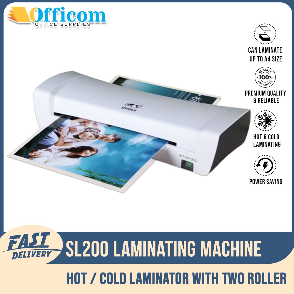 Officom Sl200 Hot And Cold Laminating Machine A4 Size With Two Roller