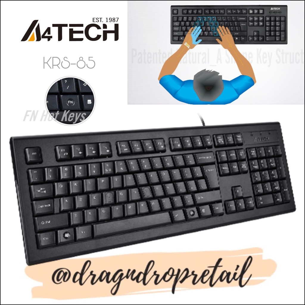 A4TECH KRS-85 USB Natural_A FN Keyboard (Black) | Shopee Philippines