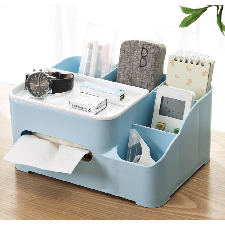 Tissue Dispenser Holder Office Desk or Makeup Organizer Multi Function ...