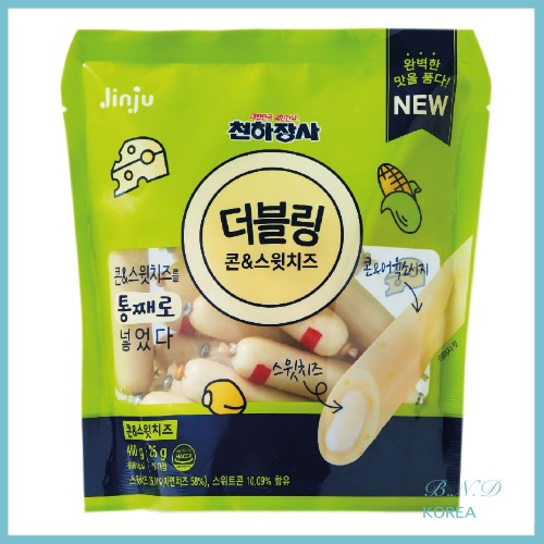 Jinju Ham Double Ring corn sweet cheese Korean Sausage snack 400g ...