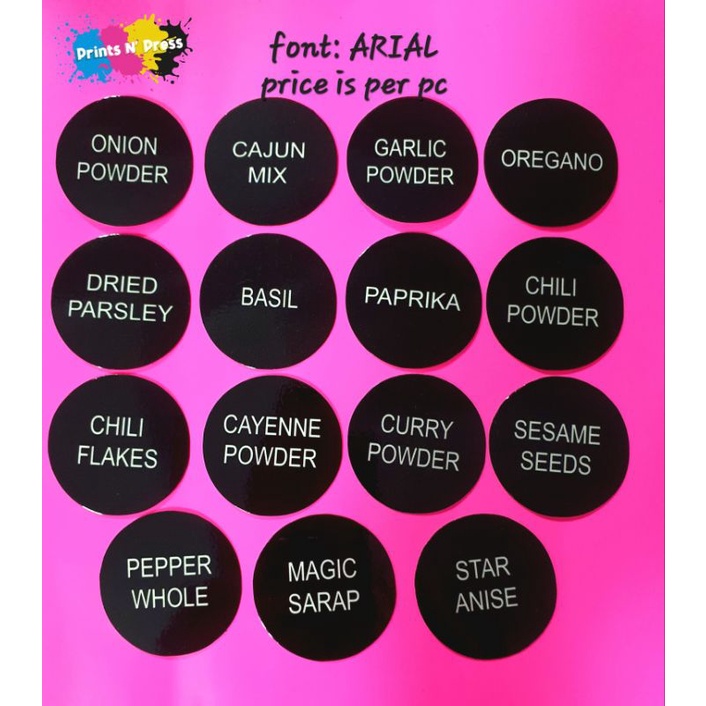 condiment label circle nordic. PRICE IS PER LABEL. orders below P40 ...
