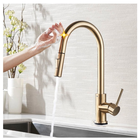 Touch Sensor Stainless Steel Pull Out Kitchen Faucet with Sprayer ...