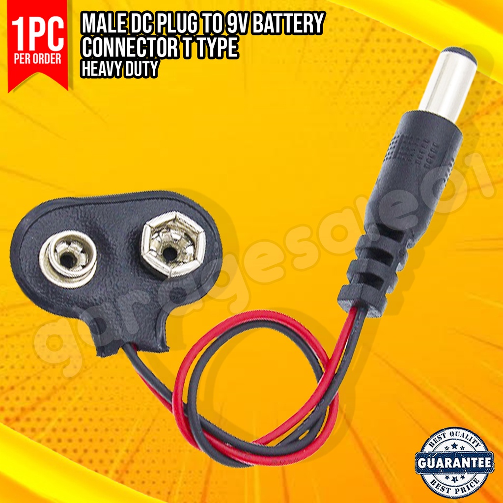 Male DC Plug to 9V Battery Connector T Type | Shopee Philippines
