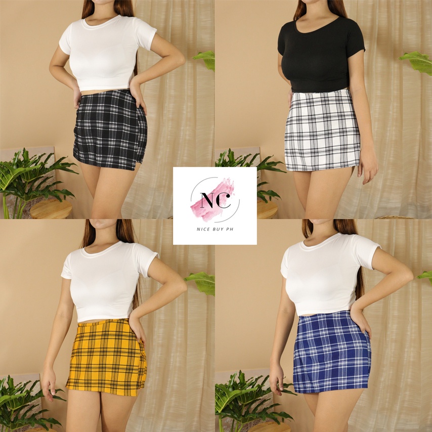 NB Rhea Checkered Palda Short Skirt Short Plaid Palda Skort | Shopee ...