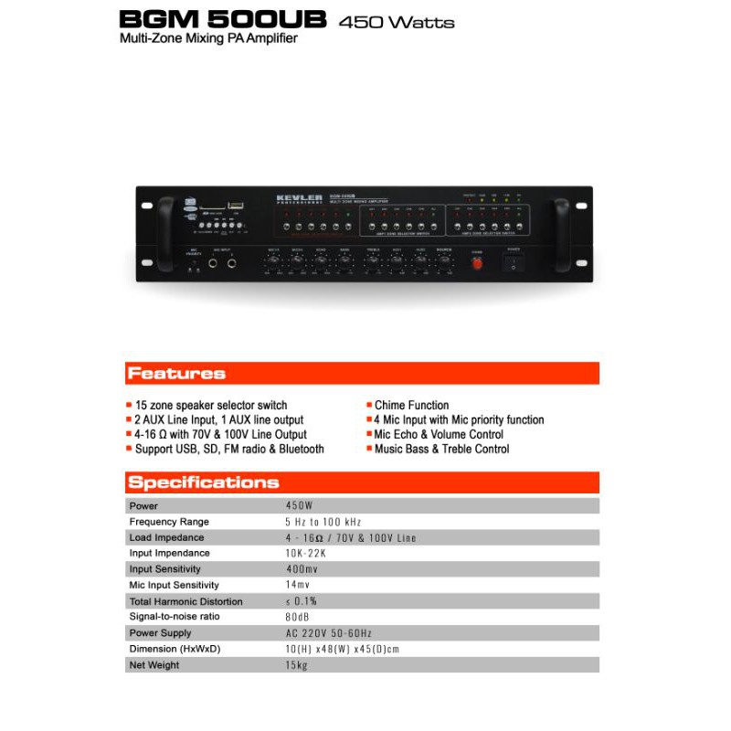 Kevler Original BGM-500UB Multi Zone Mixing Amplifier | Shopee Philippines