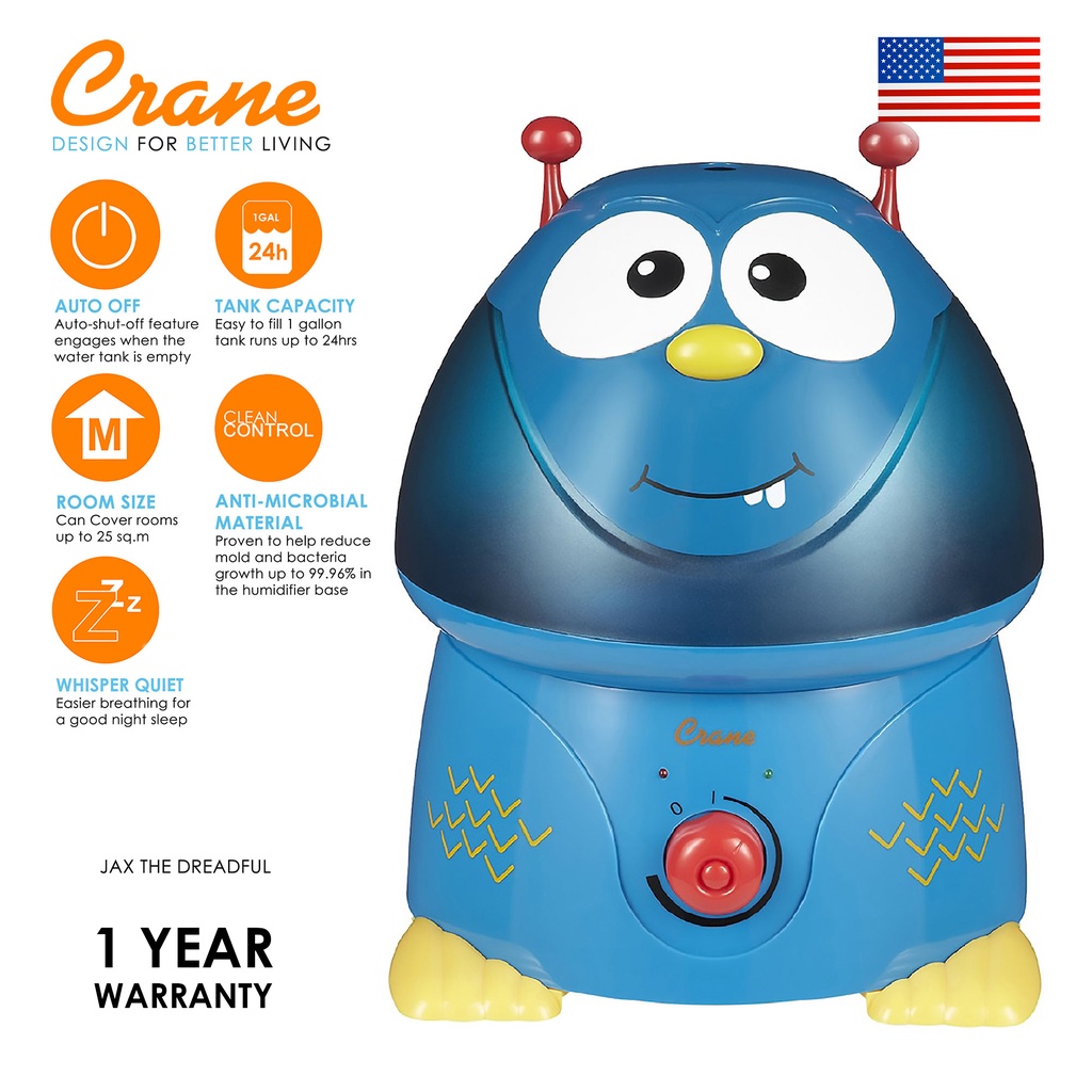 Crane Adorable Cool Mist Humidifier Jax the Dreadful for Cough, Colds ...