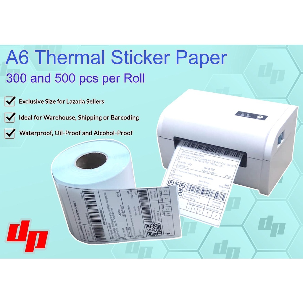 A6 Thermal Sticker Paper for Waybill | 300 pcs and 500pcs | Waterproof ...