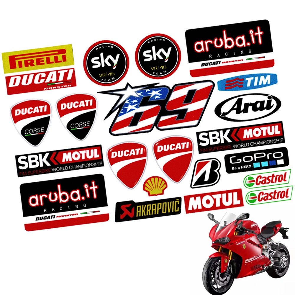 Ducati Reflective Motorcycle Stickers Side Strip Bike Helmet Decals ...