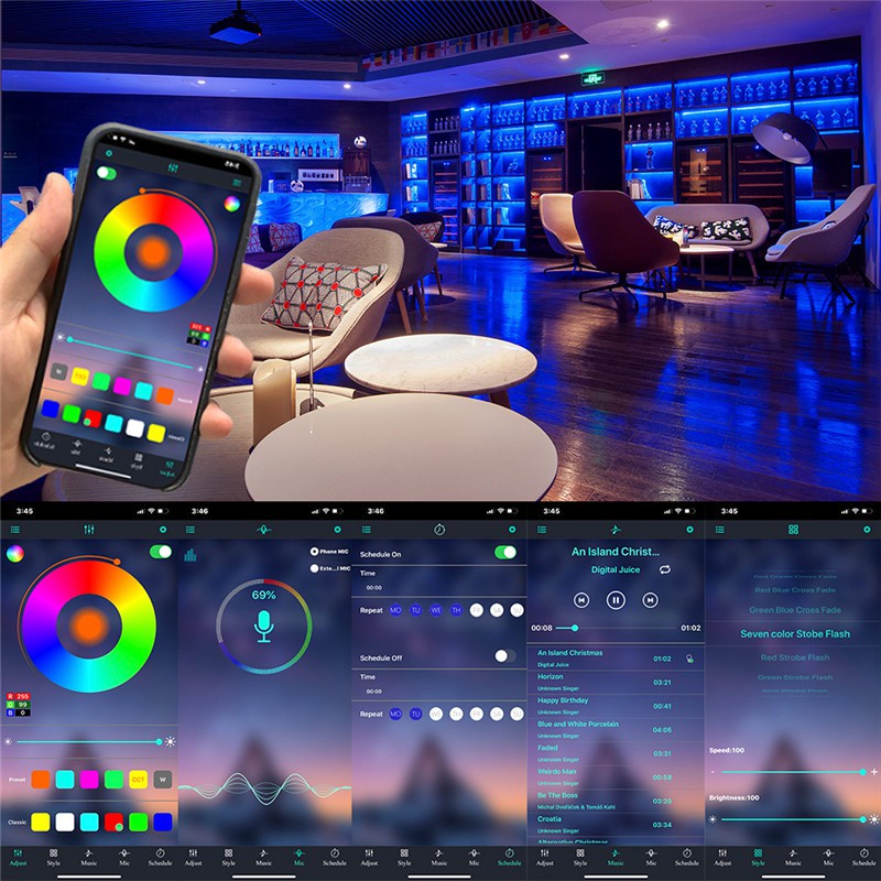 LED Strip lights 5M 15M 20M RGB LED Lights Bluetooth Flexible Diode ...