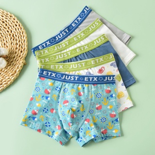 ETX JUST 5PCS Boys Underwear Cotton Student Boxer Briefs Cartoon Design ...