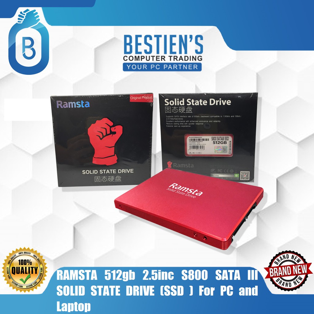 RAMSTA 512gb 2.5inc S800 SATA III SOLID STATE DRIVE (SSD ) For PC and ...