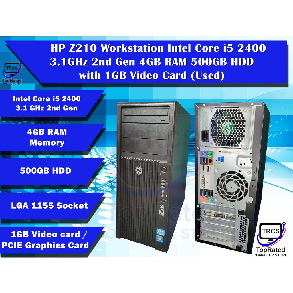 Computer Desktop HP Z210 Workstation Intel Core i5 2400 3.1GHz 2nd Gen ...