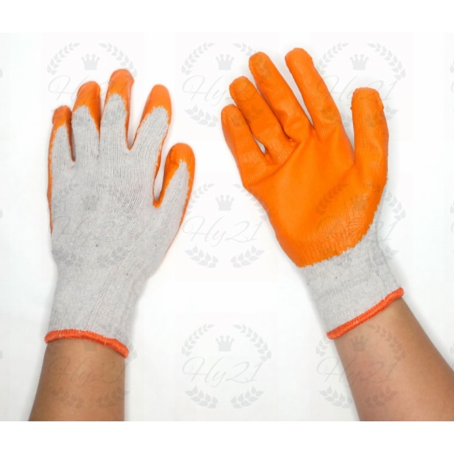 White Cotton Gloves Ordinary or COTTON KNITTED RUBBER COATED GLOVES 65g ...