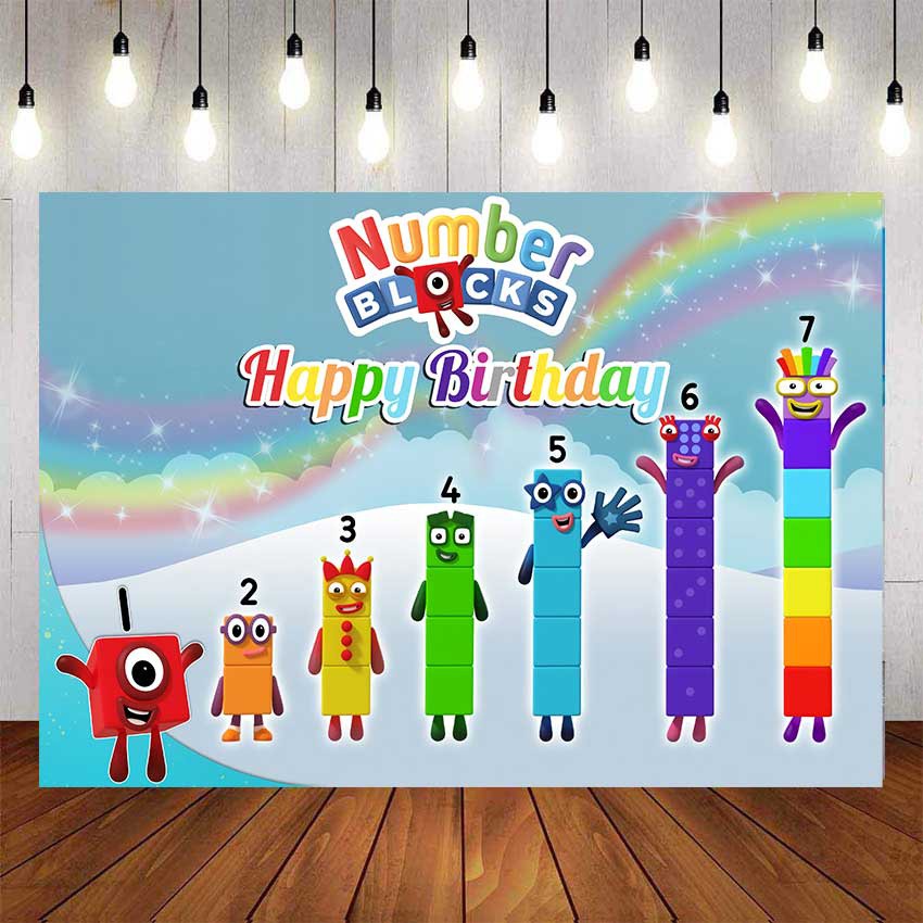 Number Blocks Cute Pencils Celebrating Birthday Backdrop For Children ...