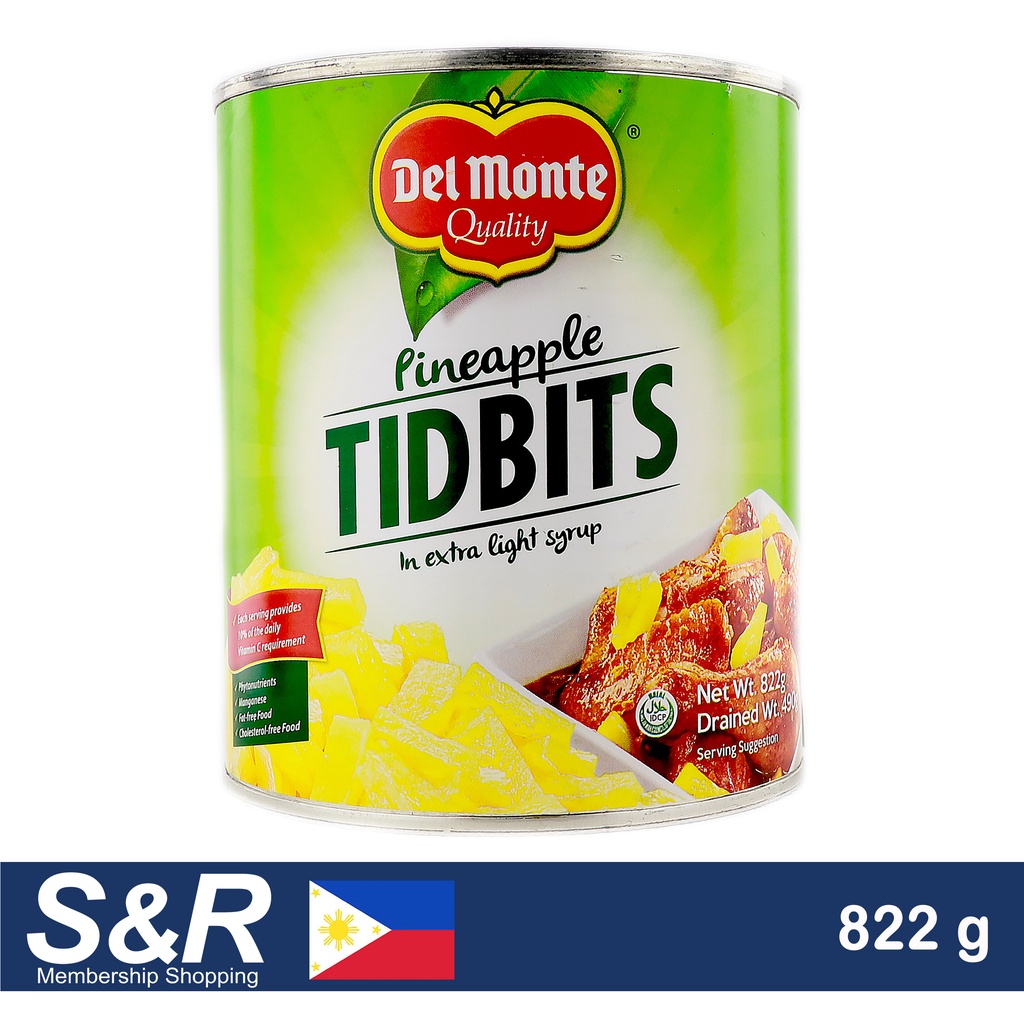 Del Monte Pineapple Tidbits in Extra Light Syrup 822g | Shopee Philippines