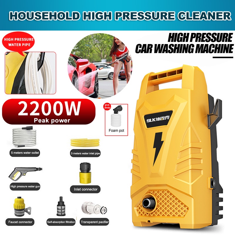 Portable Pressure Washer 2200W Super Power Pump Water Jet Car Washer ...