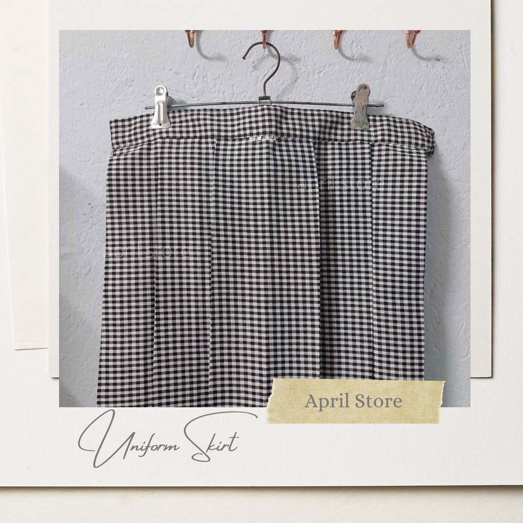 Uniform Palda / Skirt Black and White Checkered | Back / Round Pleats ...