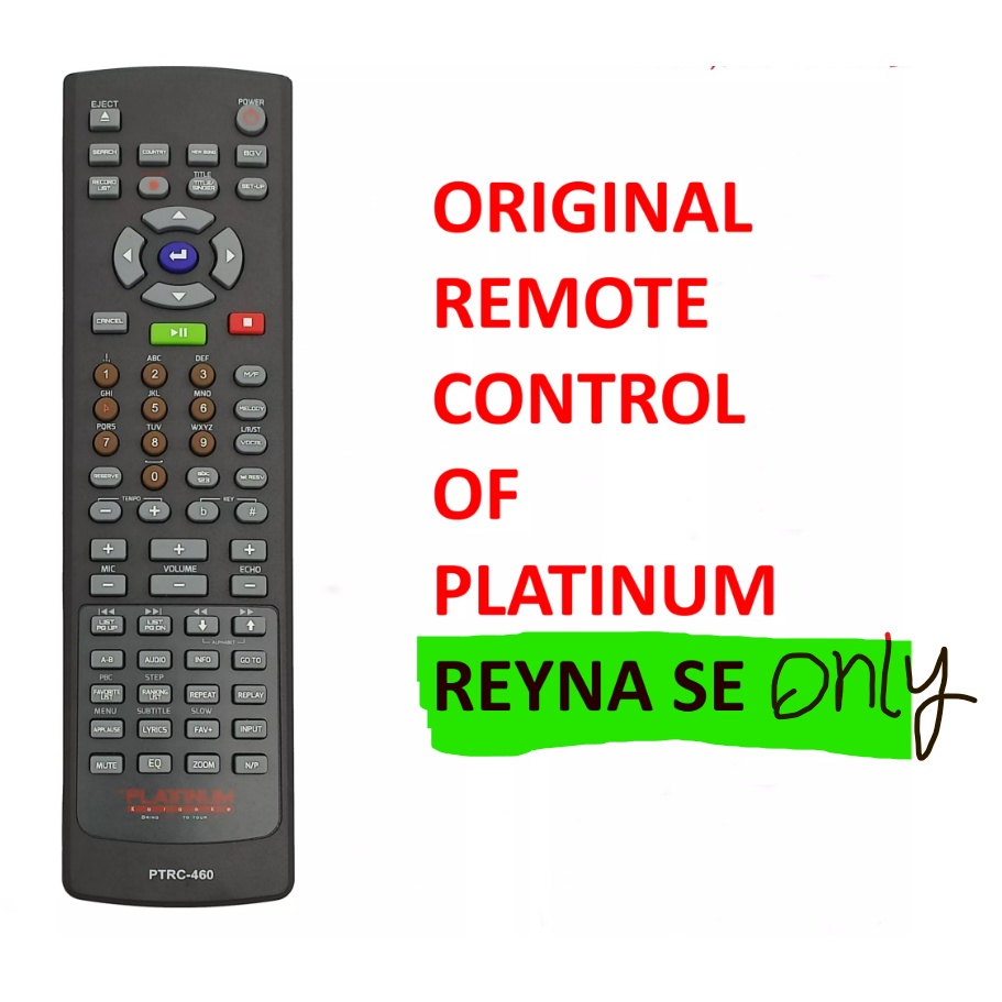 Platinum PTRC-460 Remote Control Of Platinum Reyna SE Karaoke Player ...