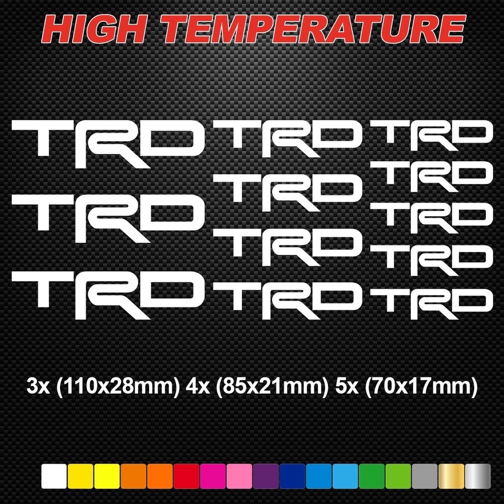 12Pcs TRD HI-TEMP PREMIUM BRAKE CALIPER DECALS STICKERS CAST VINYL ...