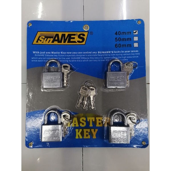 Padlock set with master key 40mm (4pcs. per pack) | Shopee Philippines